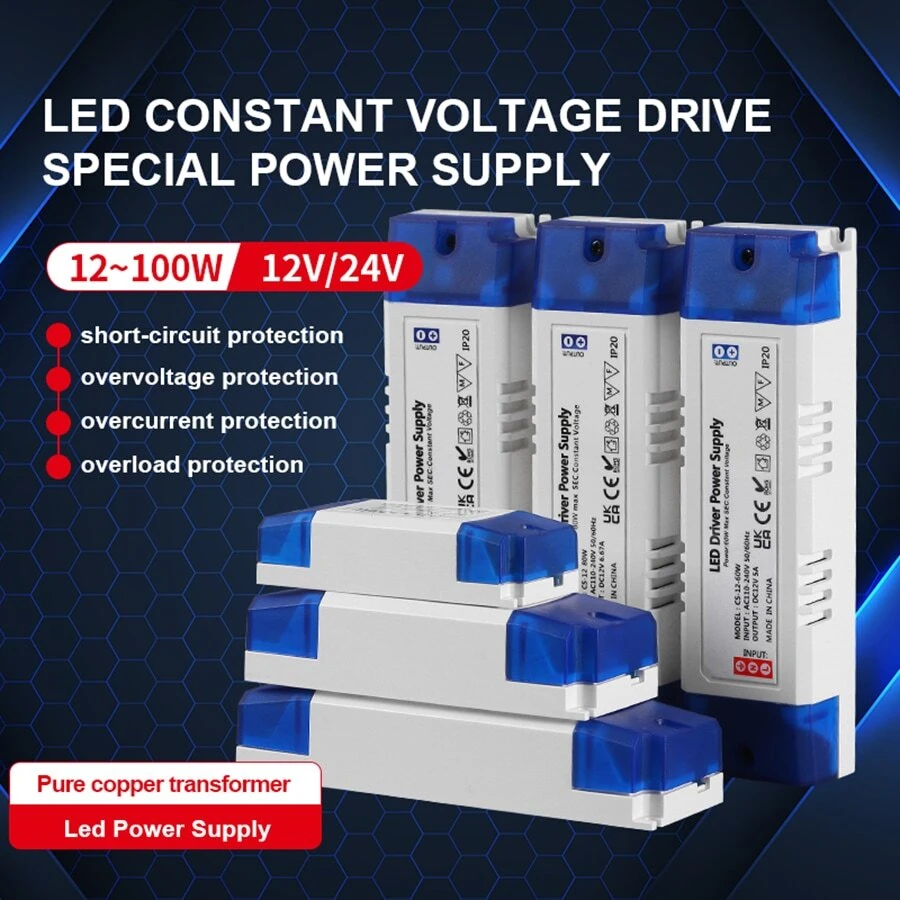 1 pieza Fuente de alimentación LED, de CA 110-240V a 12V/24V, 12W/24W/36W/60W/80W/100W Pequeño ...