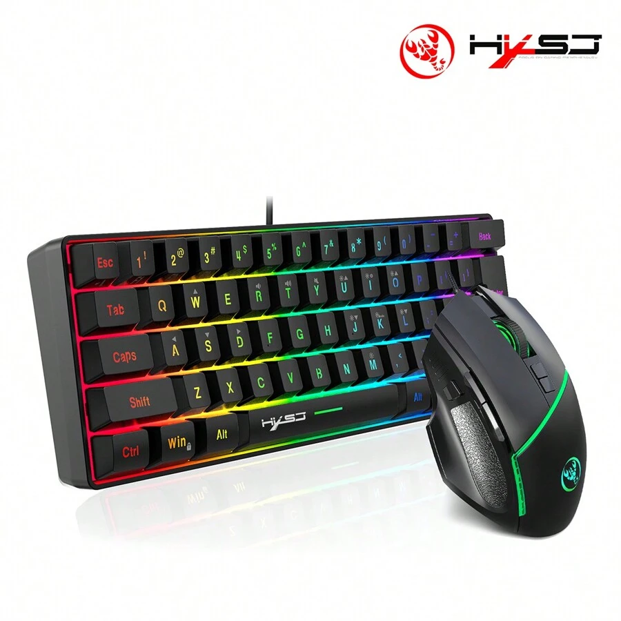 HXSJ Wired Keyboard And Mouse Set, 61-Key RGB Keyboard, Wired Mouse ...