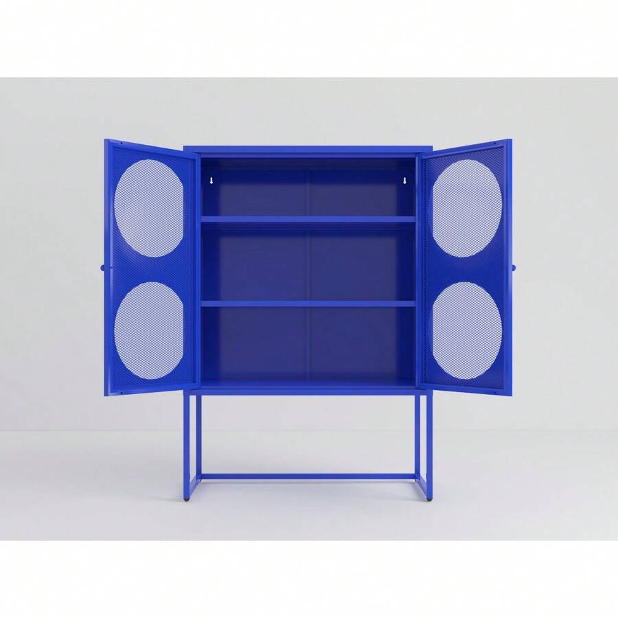Blue Storage Cabinet With Doors, Modern Blue Accent Cabinet, Free ...