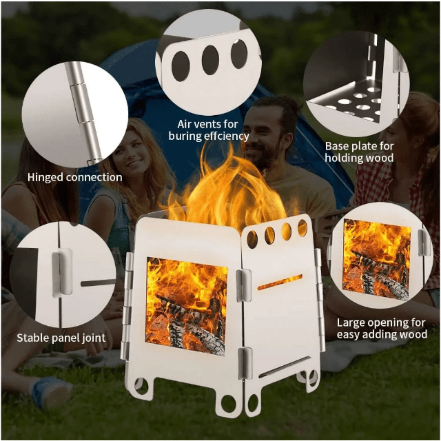 Three Piece Outdoor Portable Camping Stove, Wood Burning Stove ...