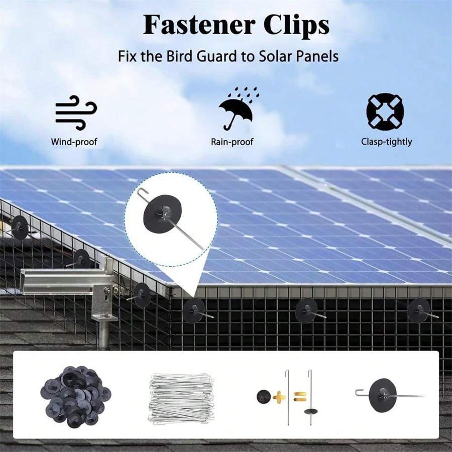 3.8cm/1.496in Fastener Clips For Solar Panel Bird Guard, Attaching Wire ...