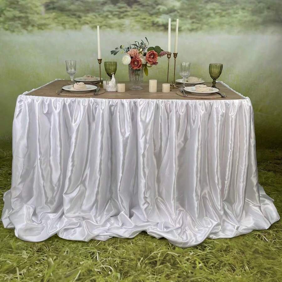 One Piece 6ft Satin Table Skirt Wedding Decorations Rustic Theme ...