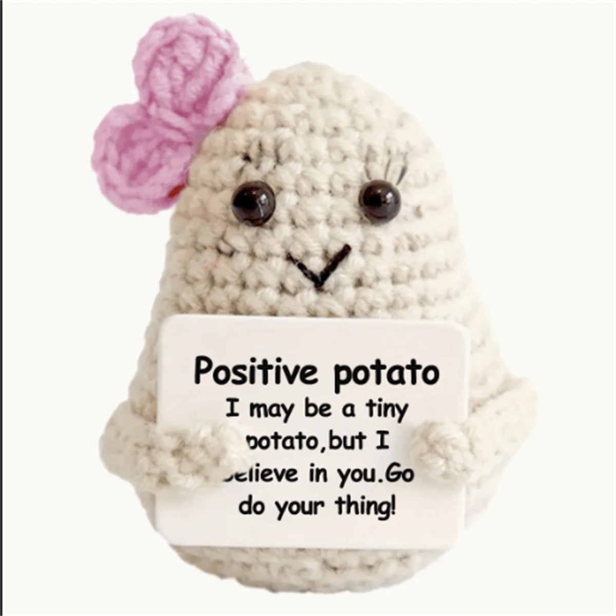 1pc Miniature Funny Positive Potato Plush With Crochet Knitted Potato ...