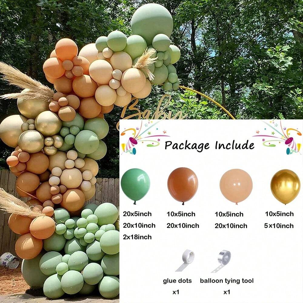 Kit de Guirlanda de Balões Verde Vintage Coco Dourado, Tema da Floresta ...