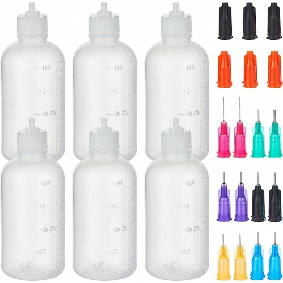 6 PACK 3.4 Oz Multi Purpose DIY Precision Tip Applicator Bottles Set ...