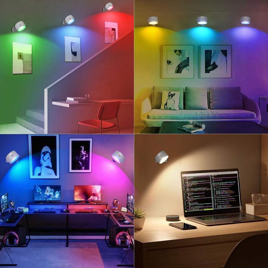 Lightess LED Smart Wall Sconces Set Of 2, Dimmable Wall Mounted Lamp ...