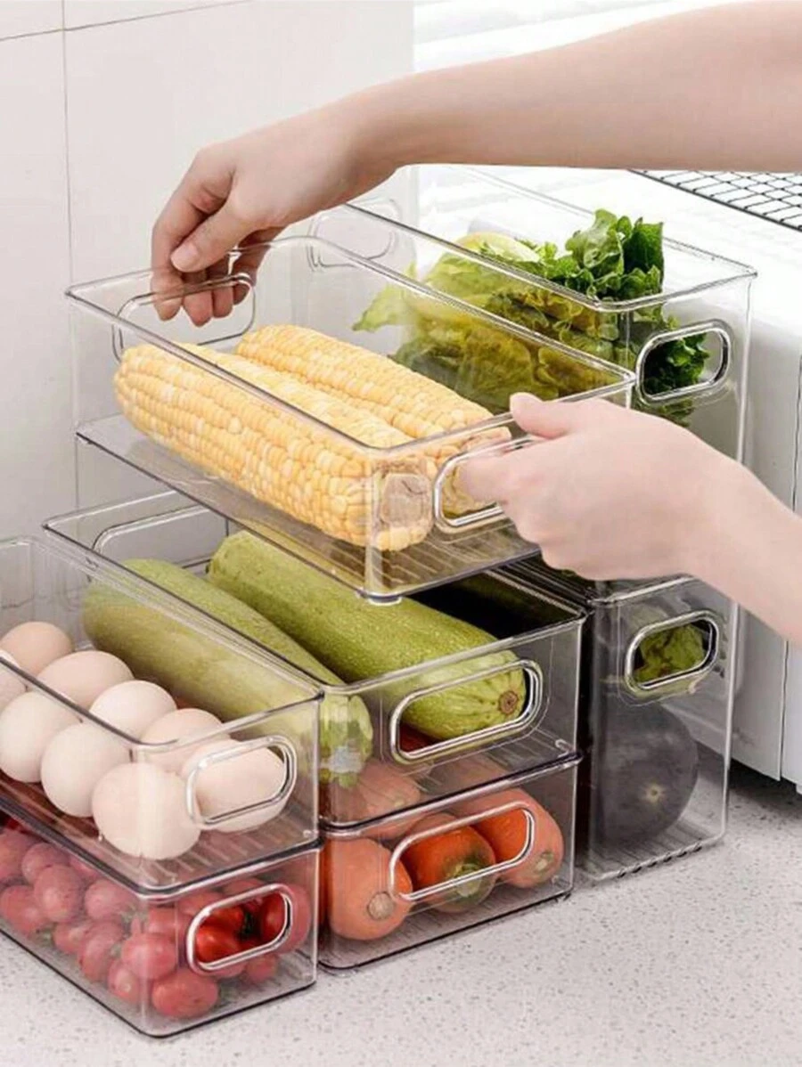 1pc Simple & Transparent Fridge Drawer Style Food Storage Box Kitchen ...