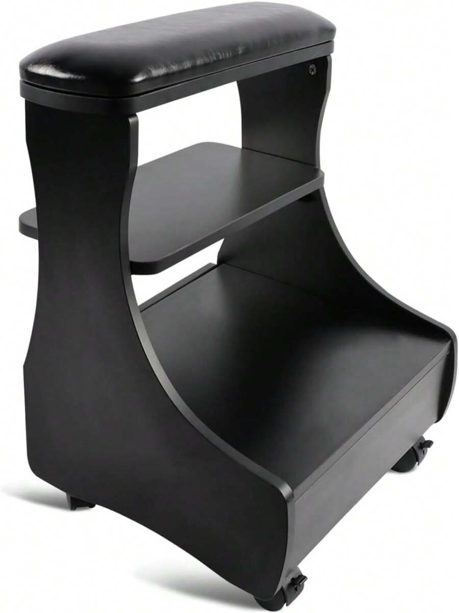 Kalolary Pedicure Foot Rest, Manicure Foot Rest With Wheels PU Leather ...