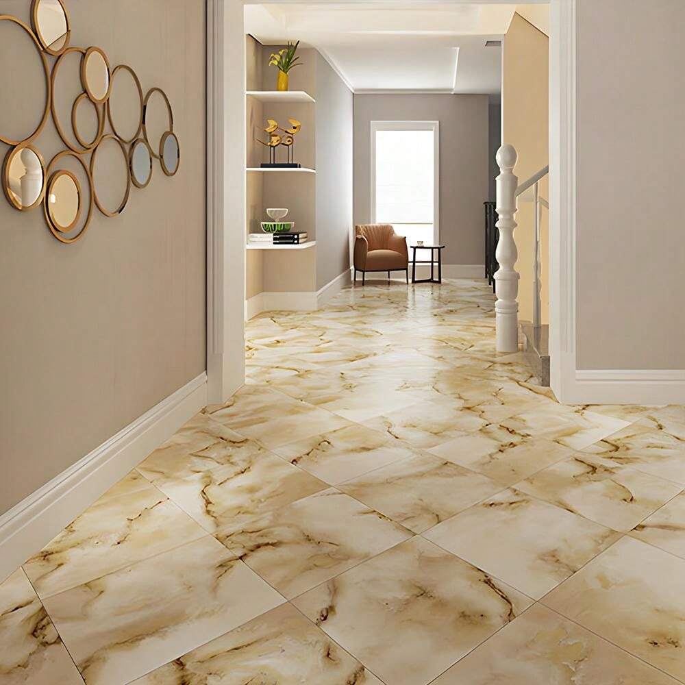 10/30 Pcs Yellow Marble Texture Floor Tile, Peel And Stick Floor Tiles ...