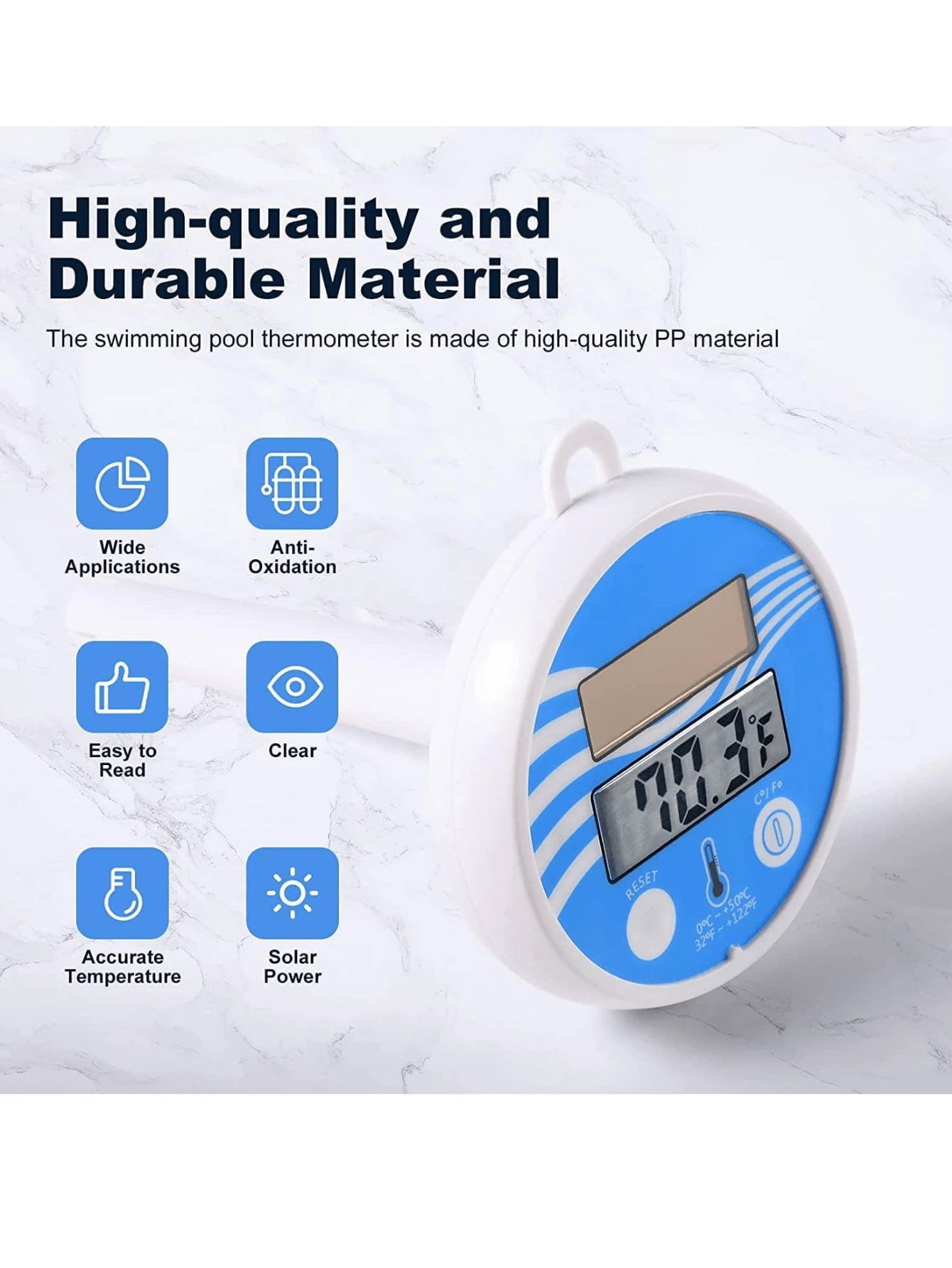 Solar Digital LCD Thermometer, Large Floating, Easy To Read ...
