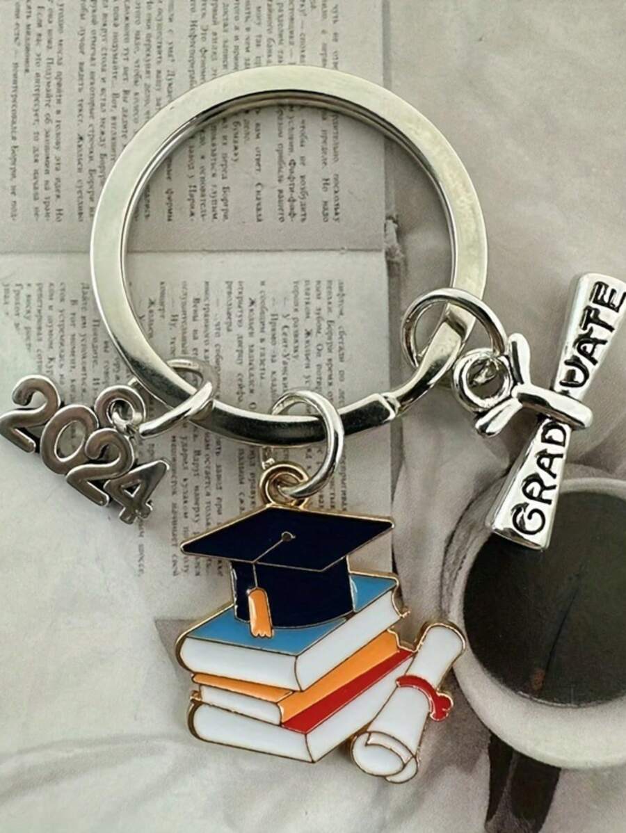 Graduate Keychain With Graduation Cap And Certificate Decorations ...