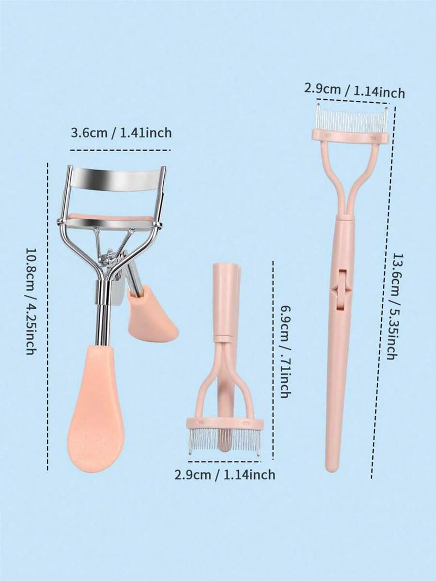 2pcs Portable Eyelash Curler And Comb Set With Silicone Pad, Stainless ...