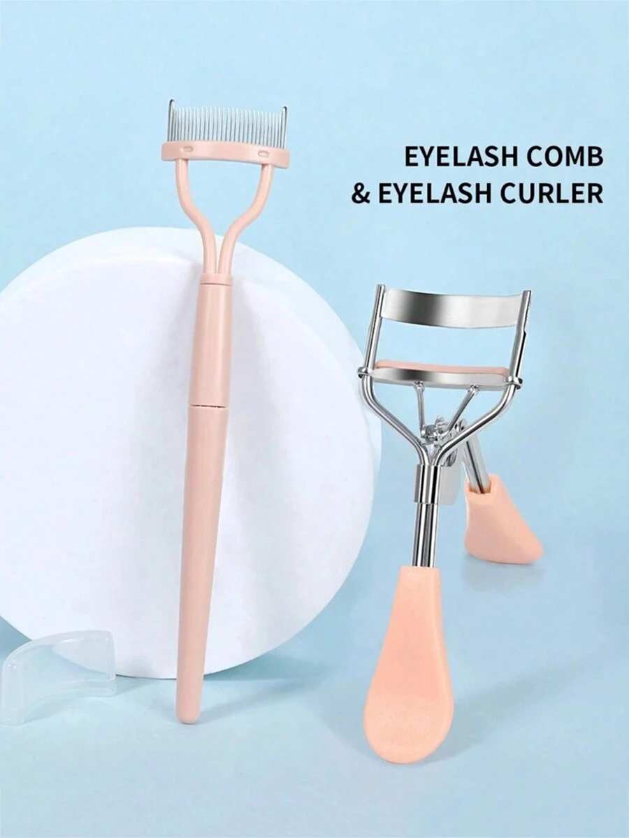 2pcs Portable Eyelash Curler And Comb Set With Silicone Pad, Stainless ...