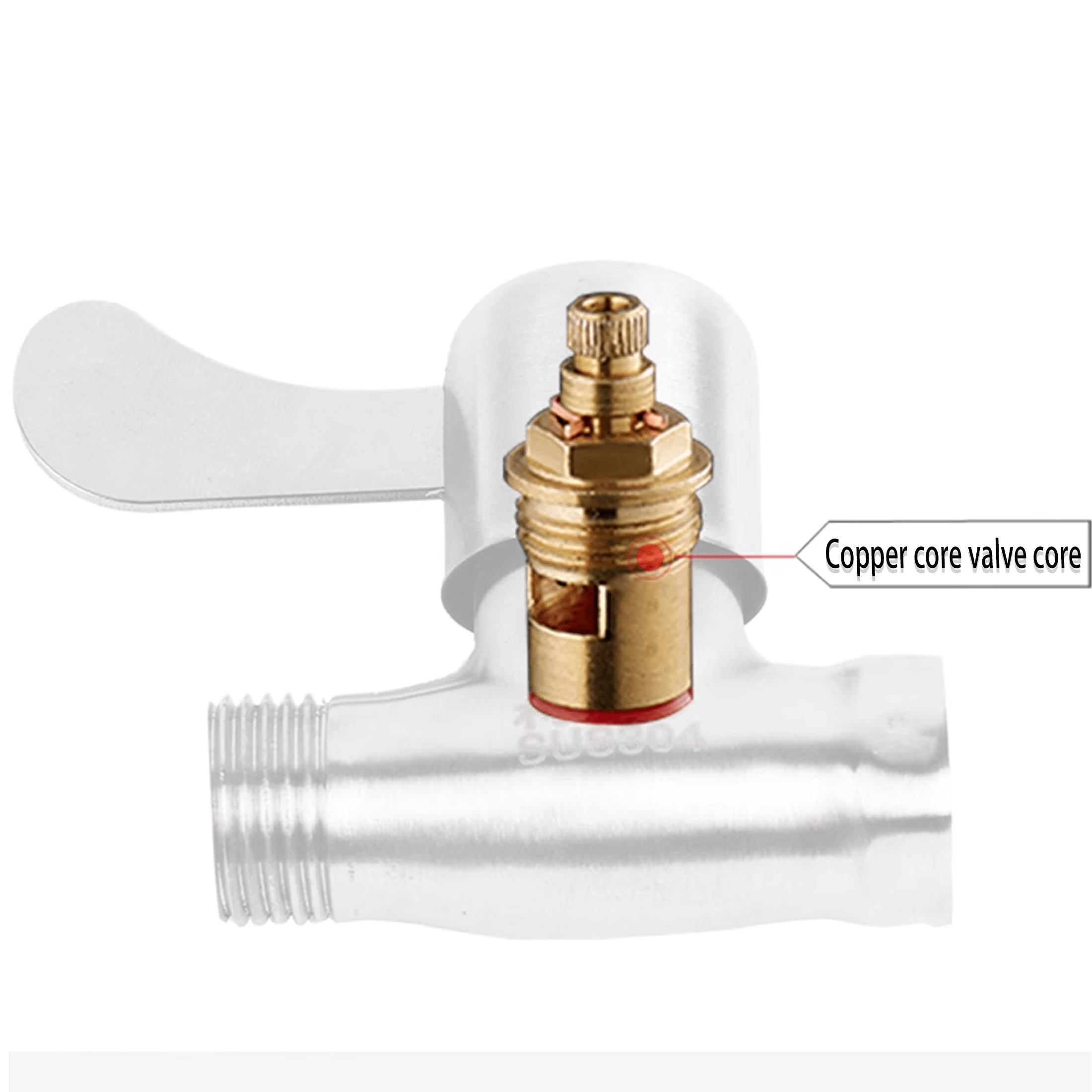 One Silver Gray 304 Stainless Steel Matte Finish Valve, Straight ...