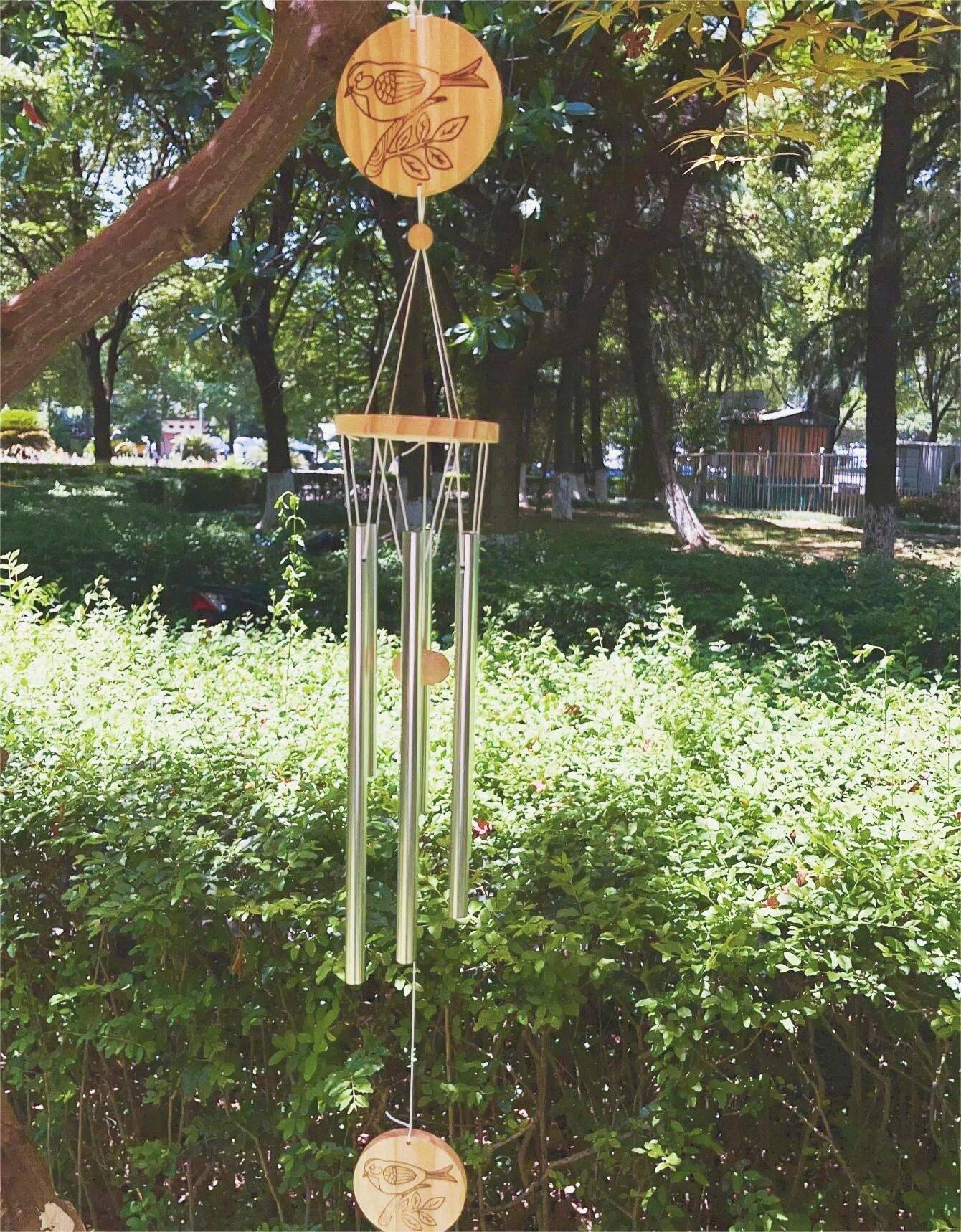 Aluminum Tube & Pine Wood Wind Chime | SHEIN UK