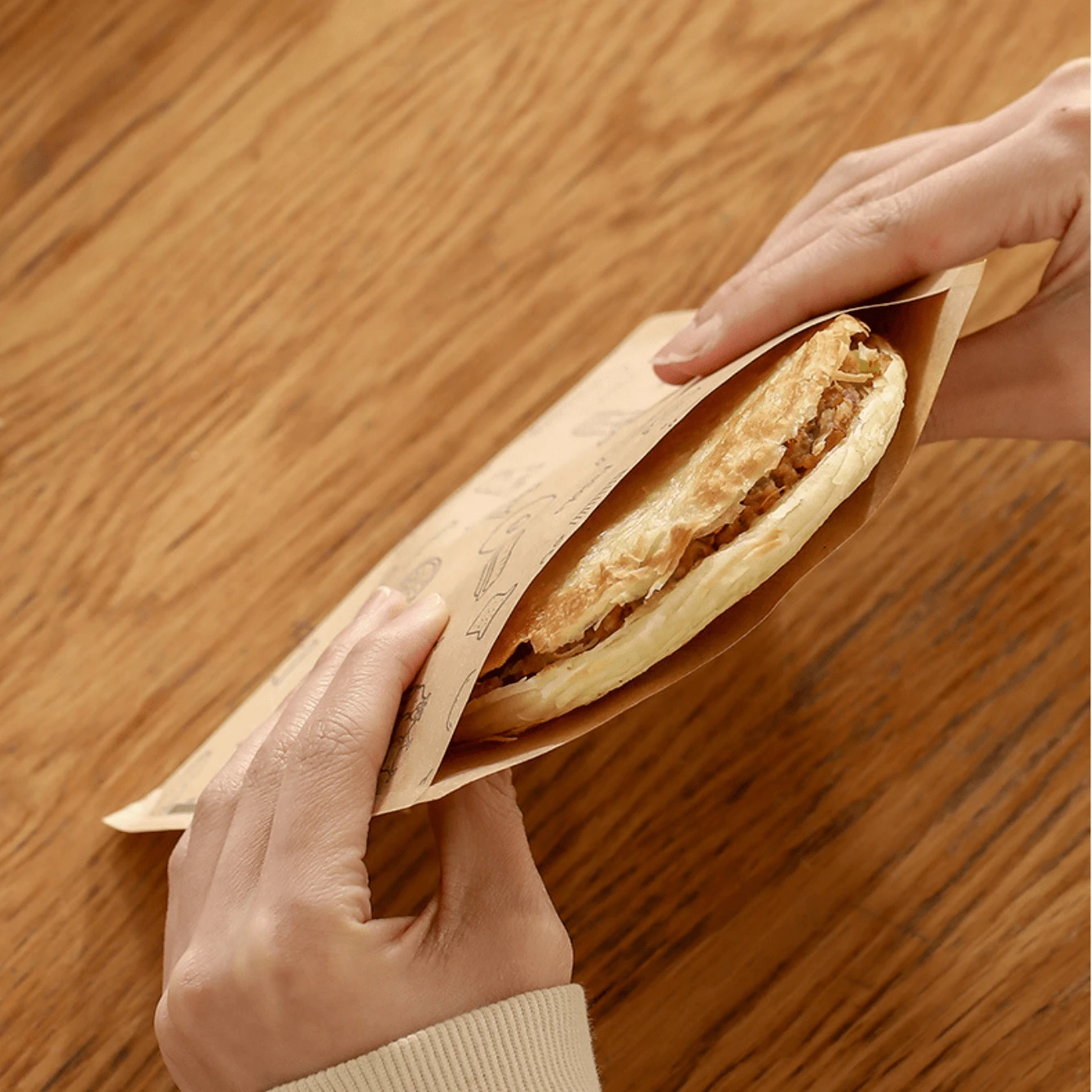 1pc FaSoLa Printed Greaseproof Food Packaging Bag, Disposable BBQ ...