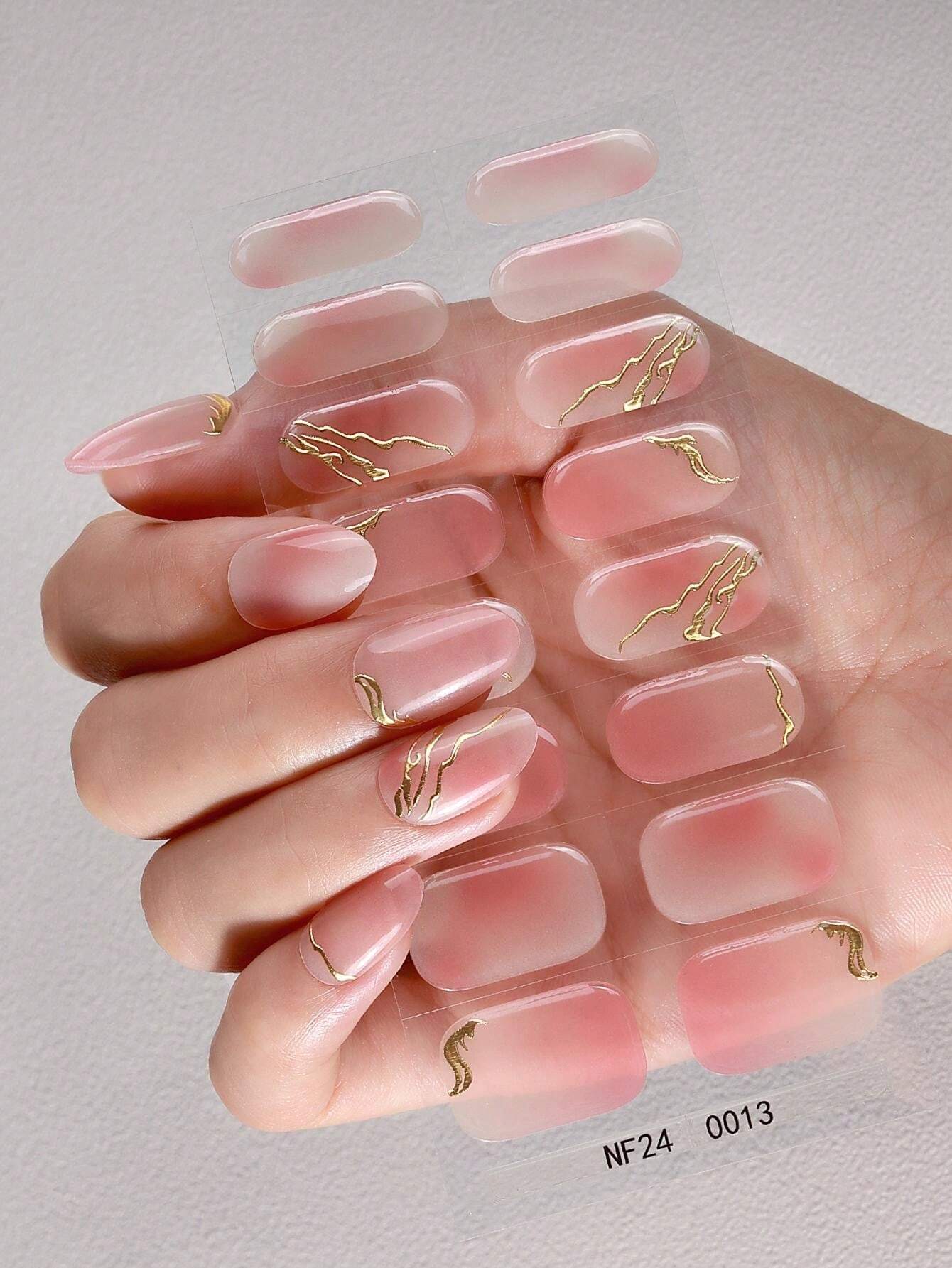 16 pièces Bandes de vernis à ongles en gel semi-cure rose ...