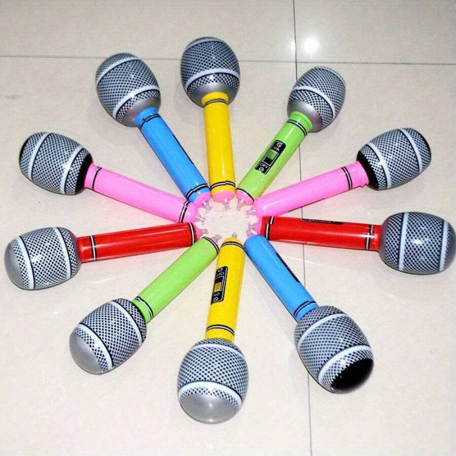 1/5pcs Inflatable Microphone Random Colors, Music Themed Party Props ...