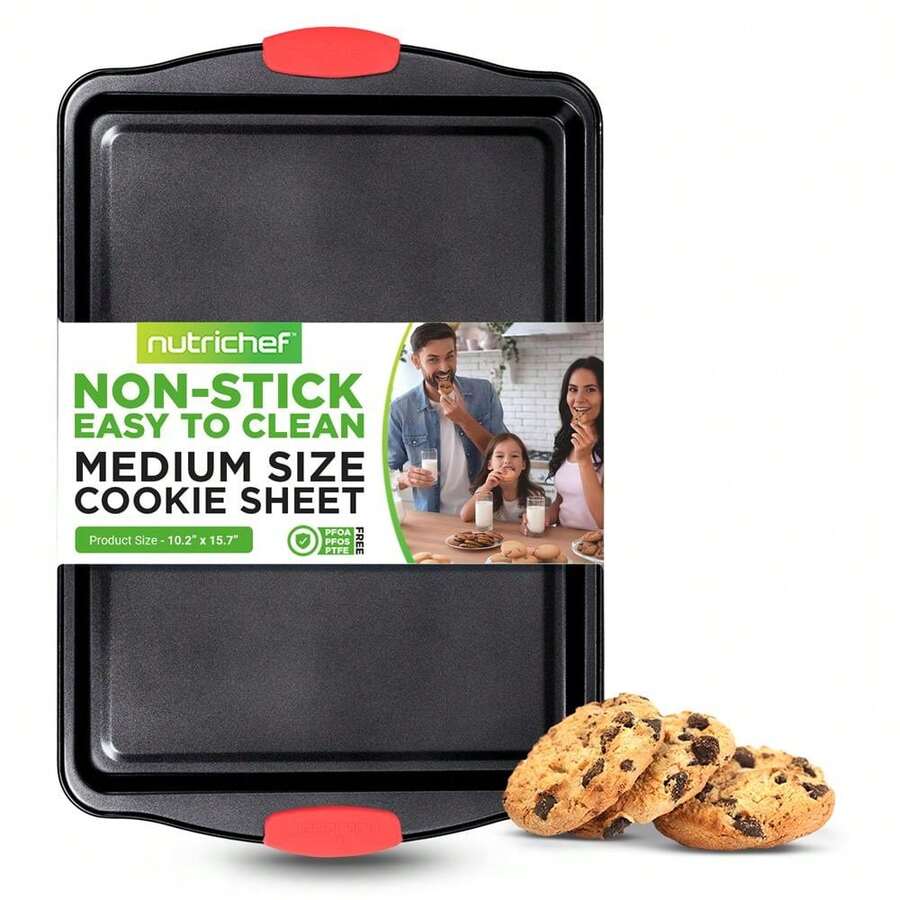 Medium Cookie Sheet - Deluxe Nonstick Gray Coating Inside & Outside ...