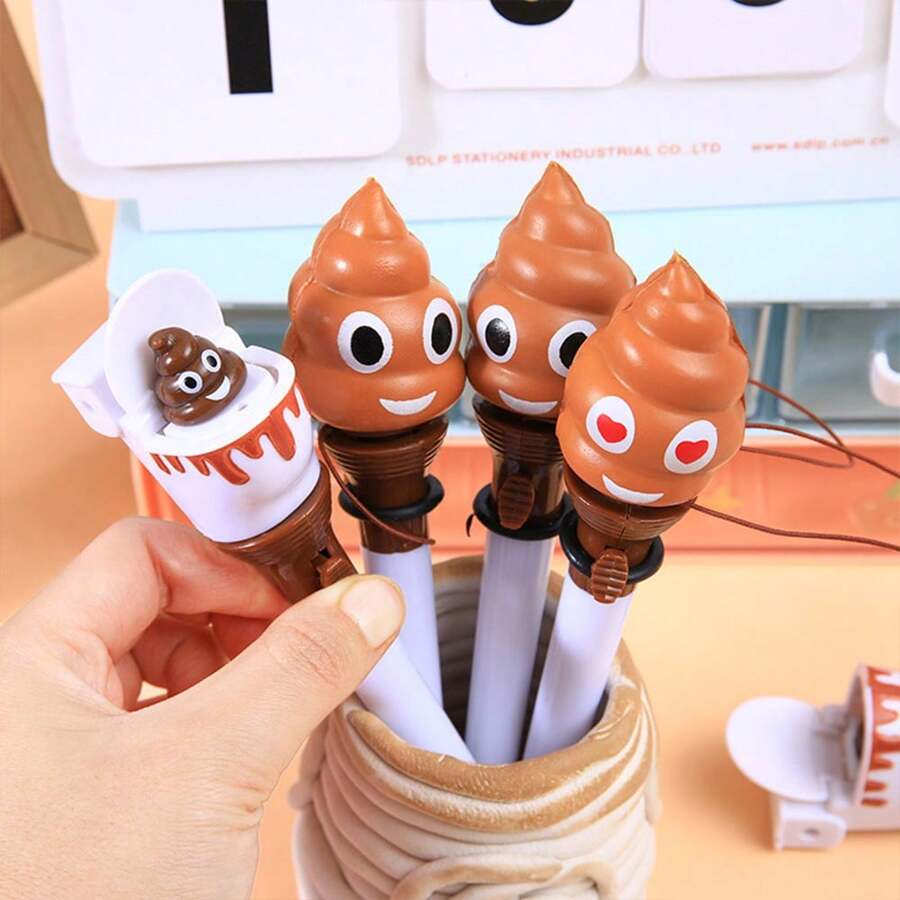 1pc Cartoon Toilet Poop Bouncing Pen Fun Decompression Bouncing ...
