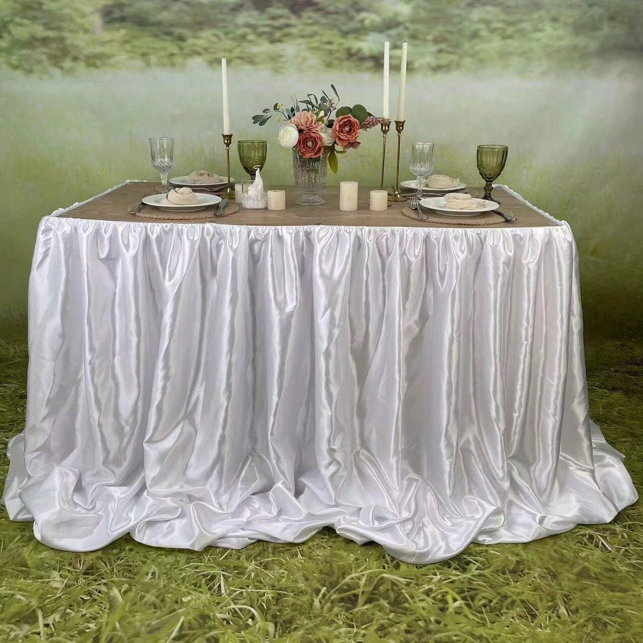 One Piece 6ft Satin Table Skirt Wedding Decorations Rustic Theme ...