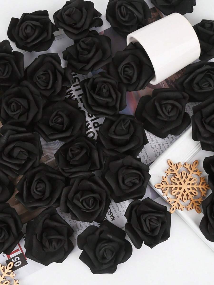 100 Pcs Artificial Rose Flower Heads Real Looking Foam Fake Roses For ...
