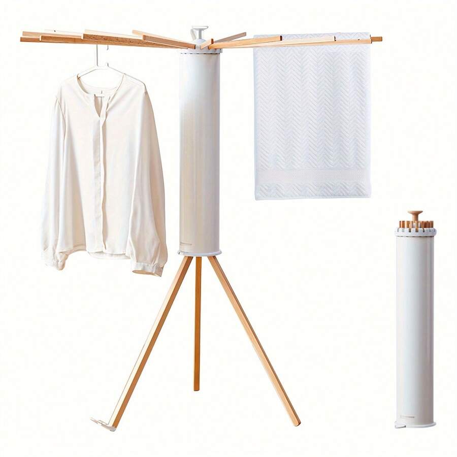 Tripod Clothes Drying Rack, Solid Wood Octopus Standing Drying Rack ...