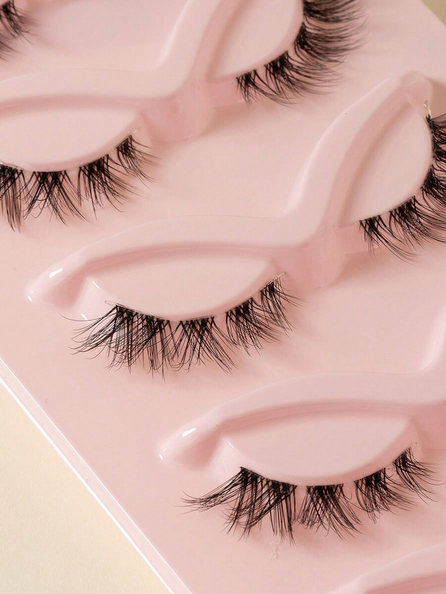 5 Pairs Of Faux Mink Eyelashes With Clear Band Strip Lashes Fluffy ...