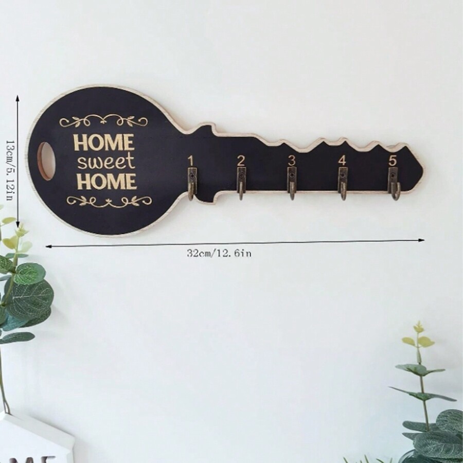 1pc Wooden Wall Mounted Key Holder, Grey Key Hook For Wall Decoration In Office, Hallway ...