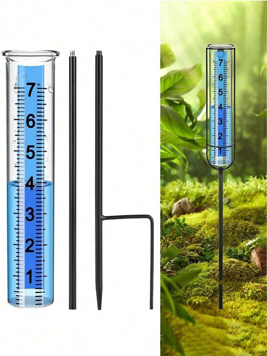 Outdoor Glass Rain Gauge With Stake Yard Rain Gauge Manual Rain Gauge Easy To Read
