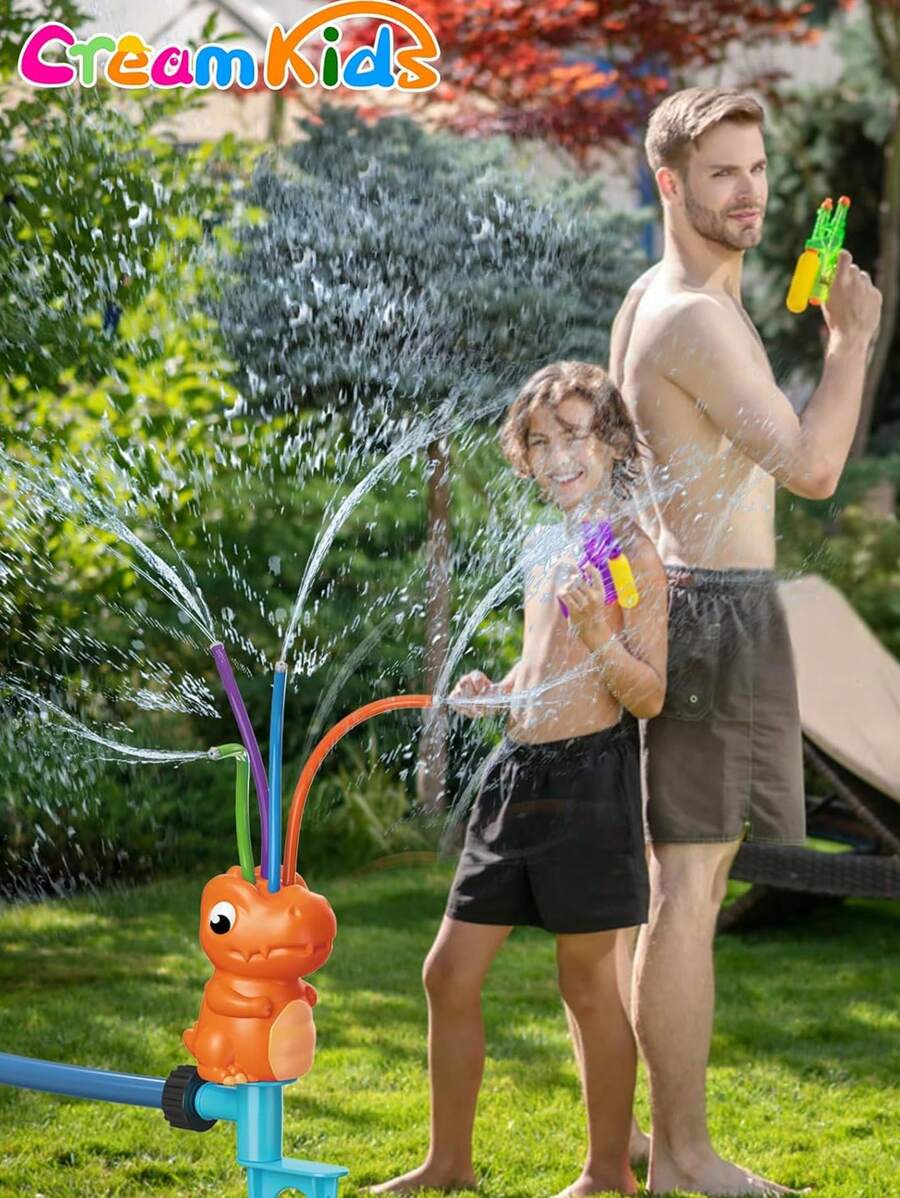 Outdoor Rotating Dinosaur And Ocean Fish Sprinkler Water Play Toy For ...