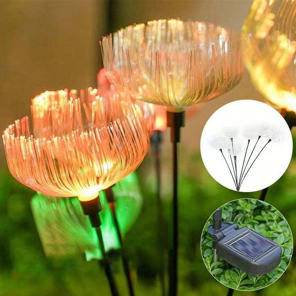 2PCS Led Solar Fiber Jellyfish Light Outdoor Decorative Plug-In Lights ...
