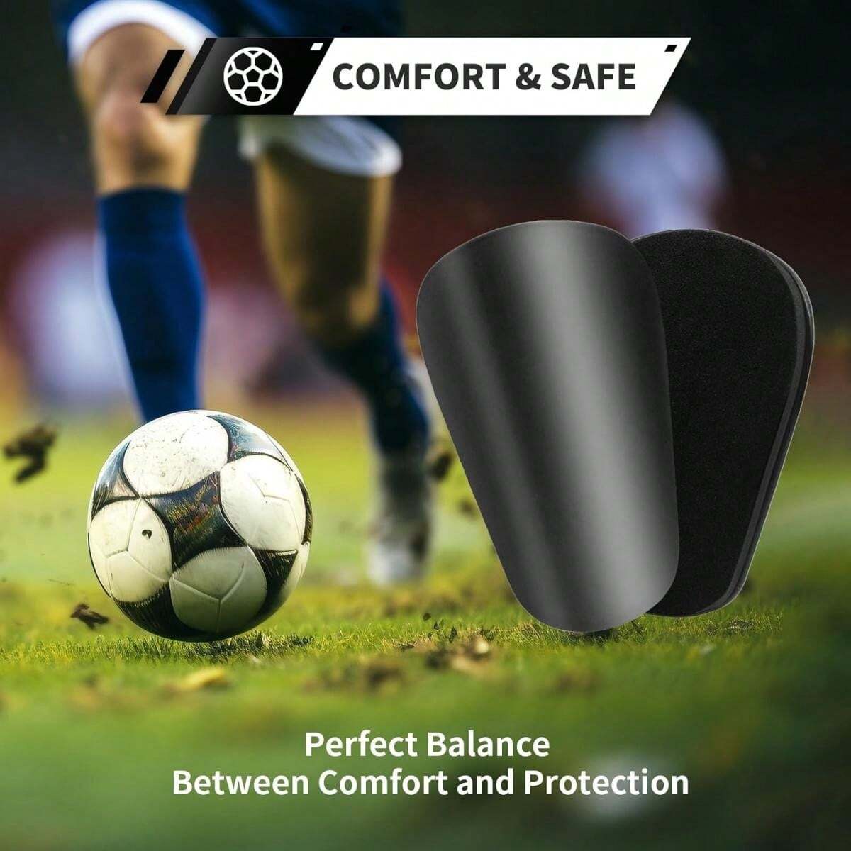Black Thicken Football Shin Guards With Anti-Collision Adult Sports ...