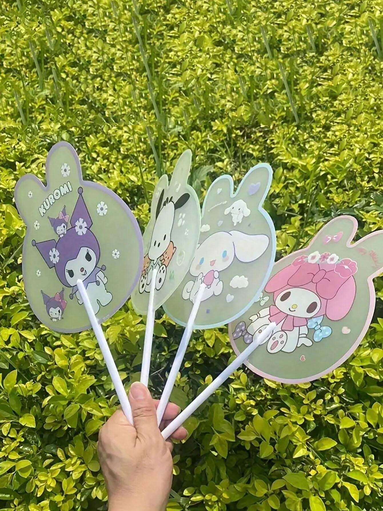 12pcs Handheld Fans, Cute Portable My Melody, Cinnamoroll, Kuromi ...