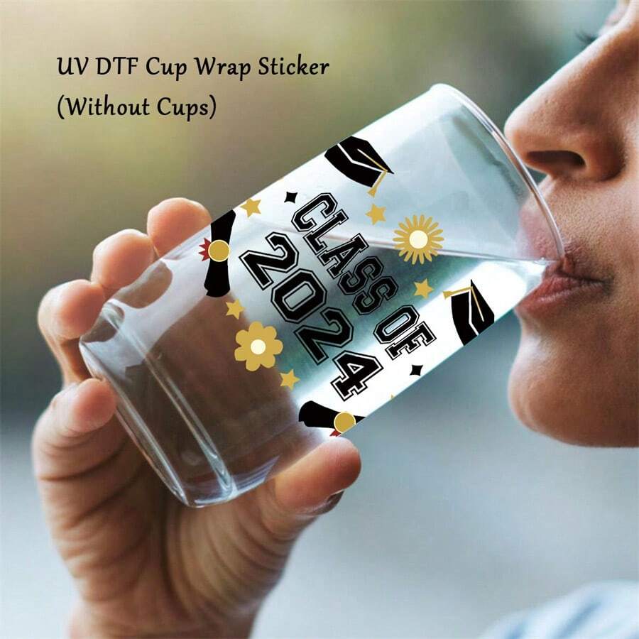 1 Stück UV DTF Abschluss Senior 2024 Tassen Aufkleber Transfer Druck ...