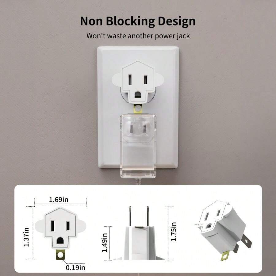2 Pack Grounding Outlet Adapter, 3 Prong To 2 Prong Adapter Converter ...
