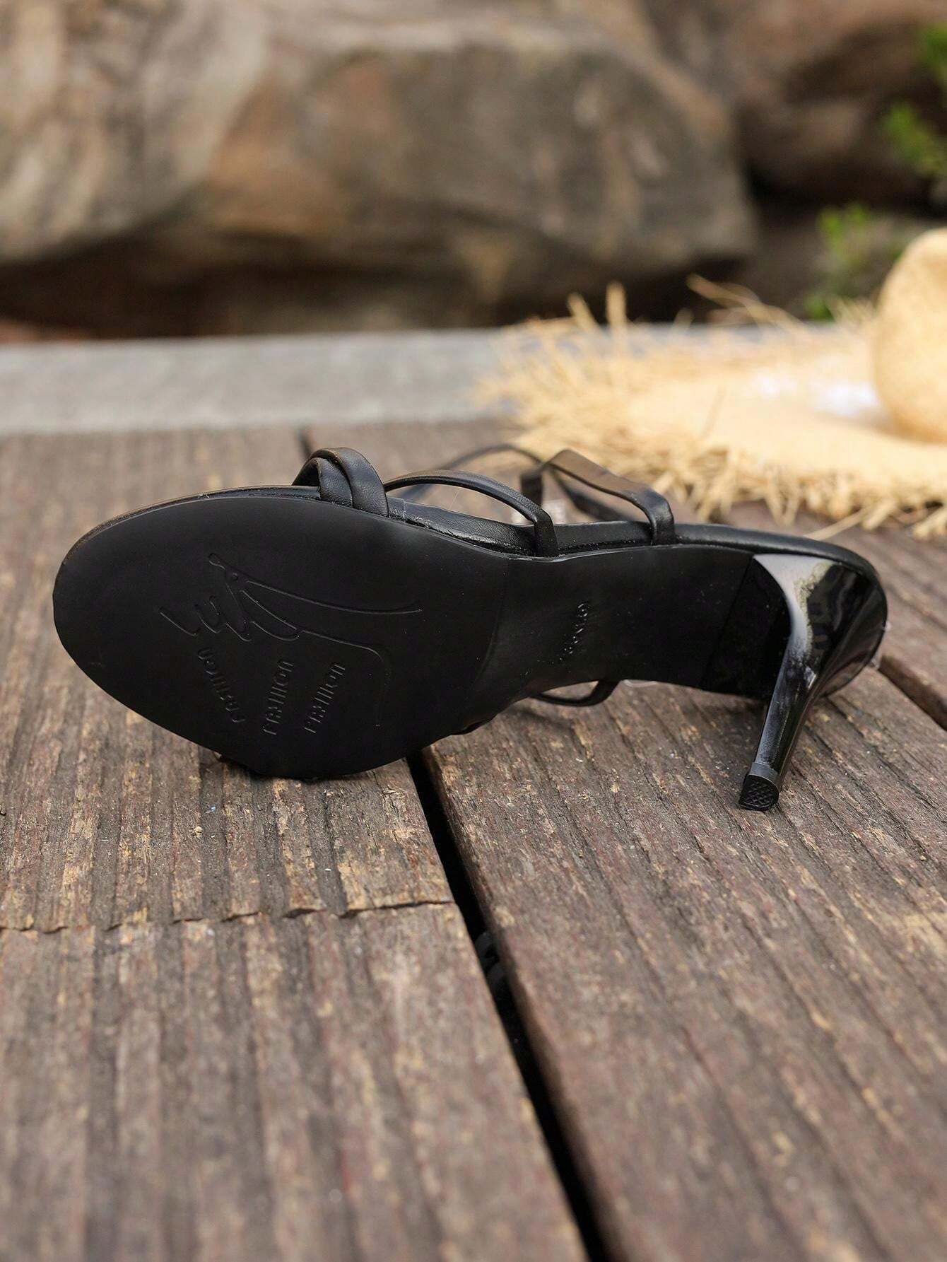 Sandales à talons hauts à lacets pour femmes avec semelles pointues ...