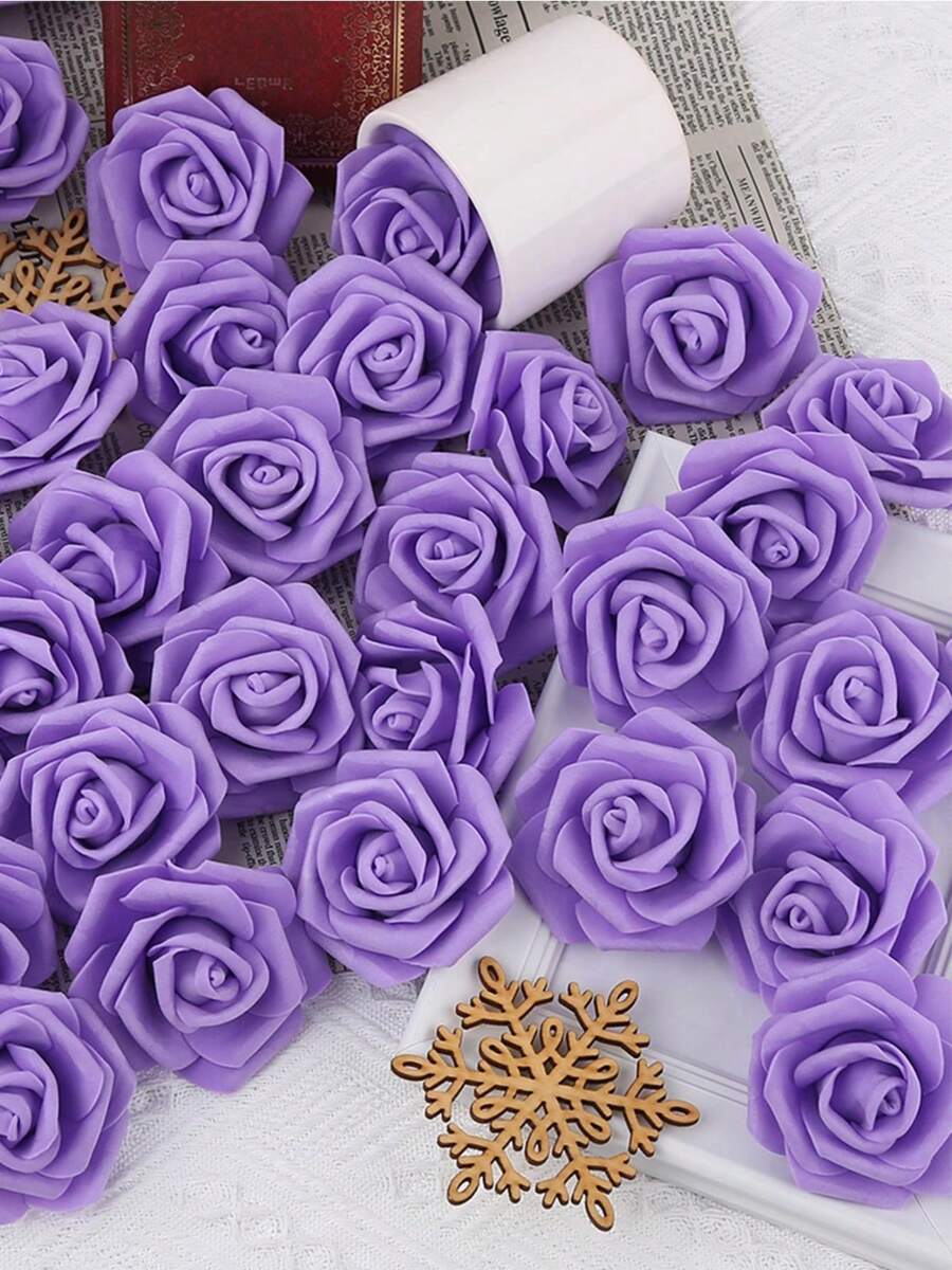 100 Stück Künstliche Rosenblüten Köpfe, echt aussehender Schaumstoff ...