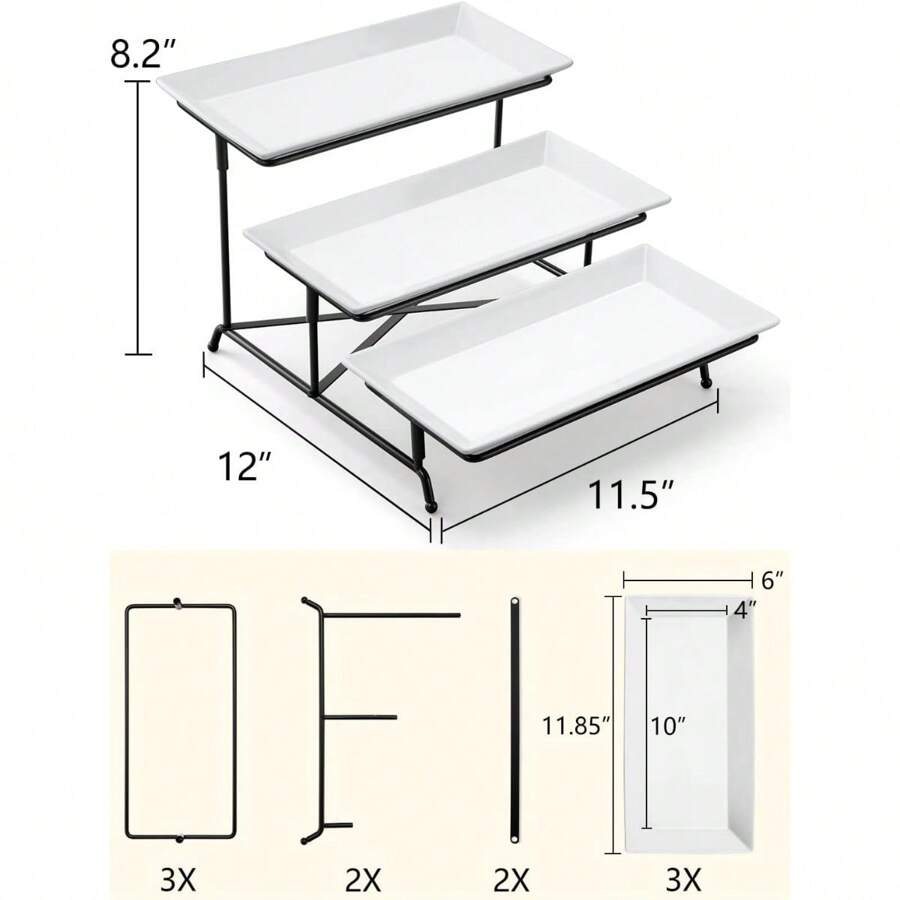 3 Tier Serving Tray Set Porcelain Tiered Serving Trays Platters ...