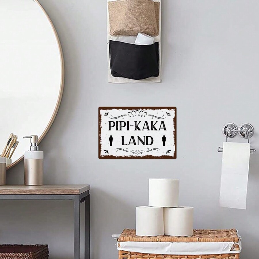 Putuo Decor 1pc Toilet Vintage Metal Tin Sign, Pipi-Kaka Land, Wall Art ...