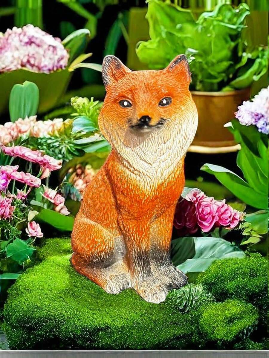 1pc Orange & White Fox Statue Figurine, For Garden, Patio And Lawn ...