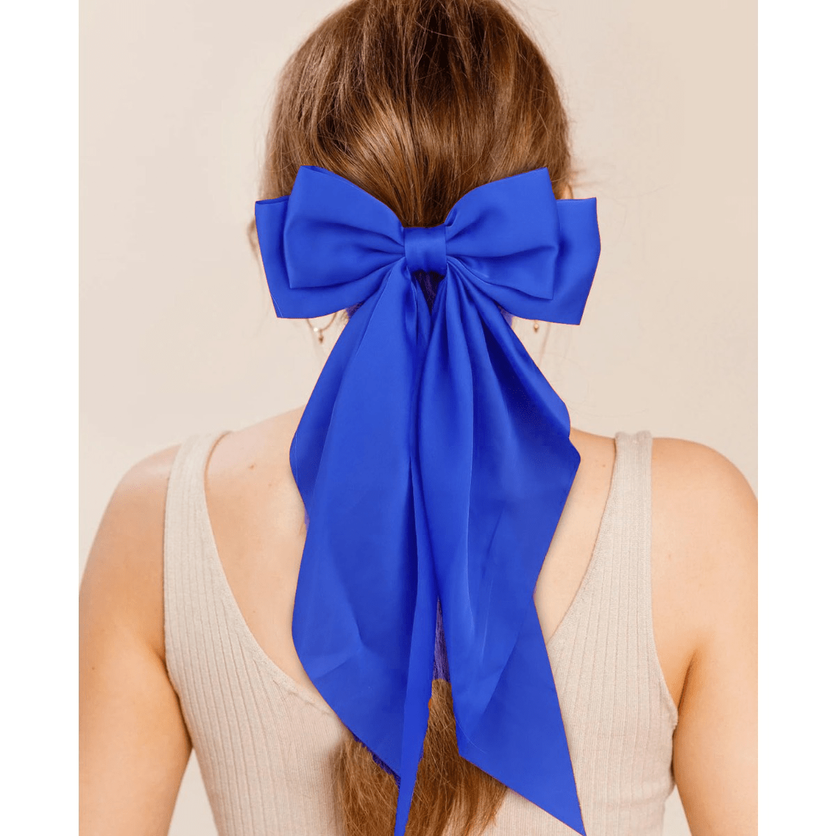 4 Pieces Royal Blue Bow Big Satin Bow Ladies Hair Clips Cute Big Hair ...