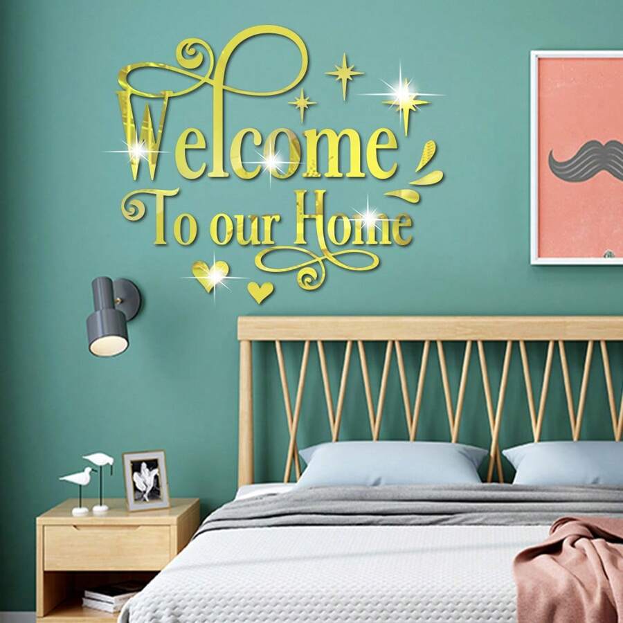Welcome To Our Home English Letter Mirror Sticker SM276, Acrylic Mirror ...