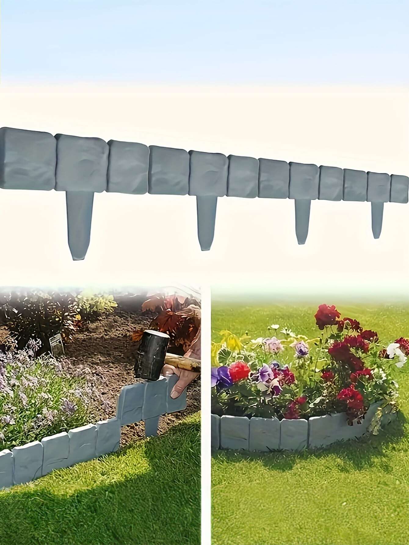 10pcs Imitation Stone Garden Plastic Guardrail , Can Fold Good Splicing ...