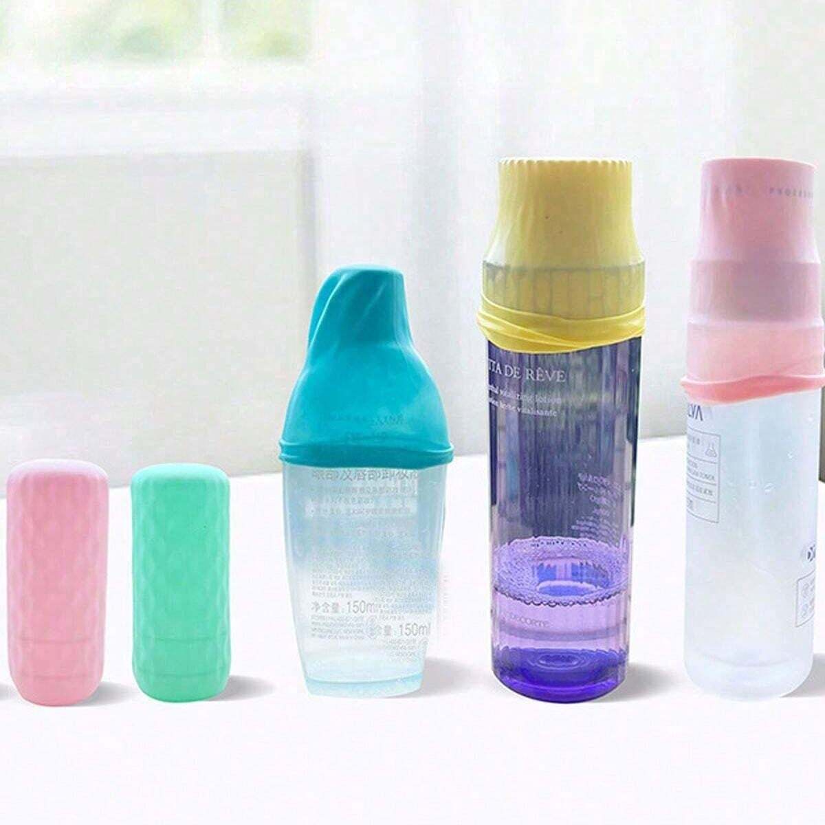 3-Piece Stretchable Silicone Bottle Cover, Leak-Proof Travel Essentials ...