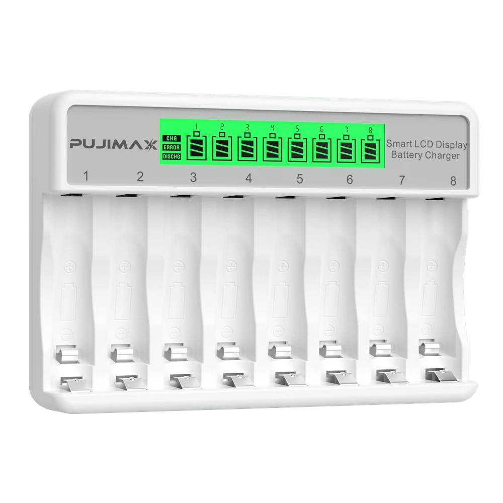 PUJIMAX 1pc White Intelligent 8-Slots Usb Charger For AA/AAA ...