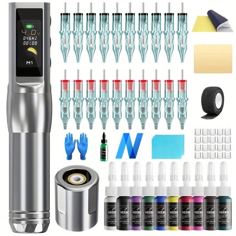 Cordless Tattoo Gun Kit, Rotary Tattoo Machine, Lightweight Digital LED ...