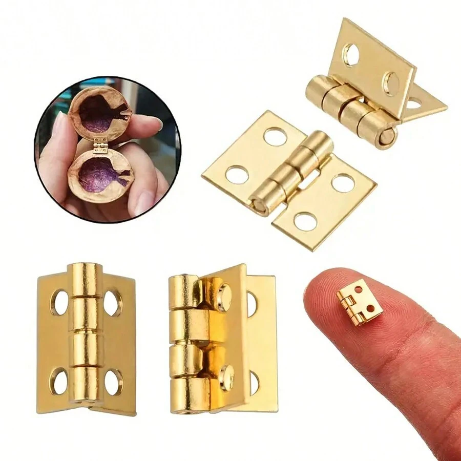 50pcs Brass Plated Mini Hinges For Small Decoration Jewelry Box With ...