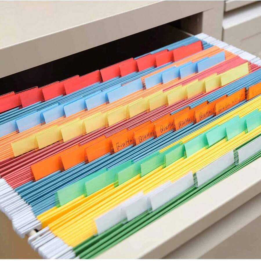 20pcs 10 10 Sets File Folder Tabs Yellow Hanging File Folder Tabs