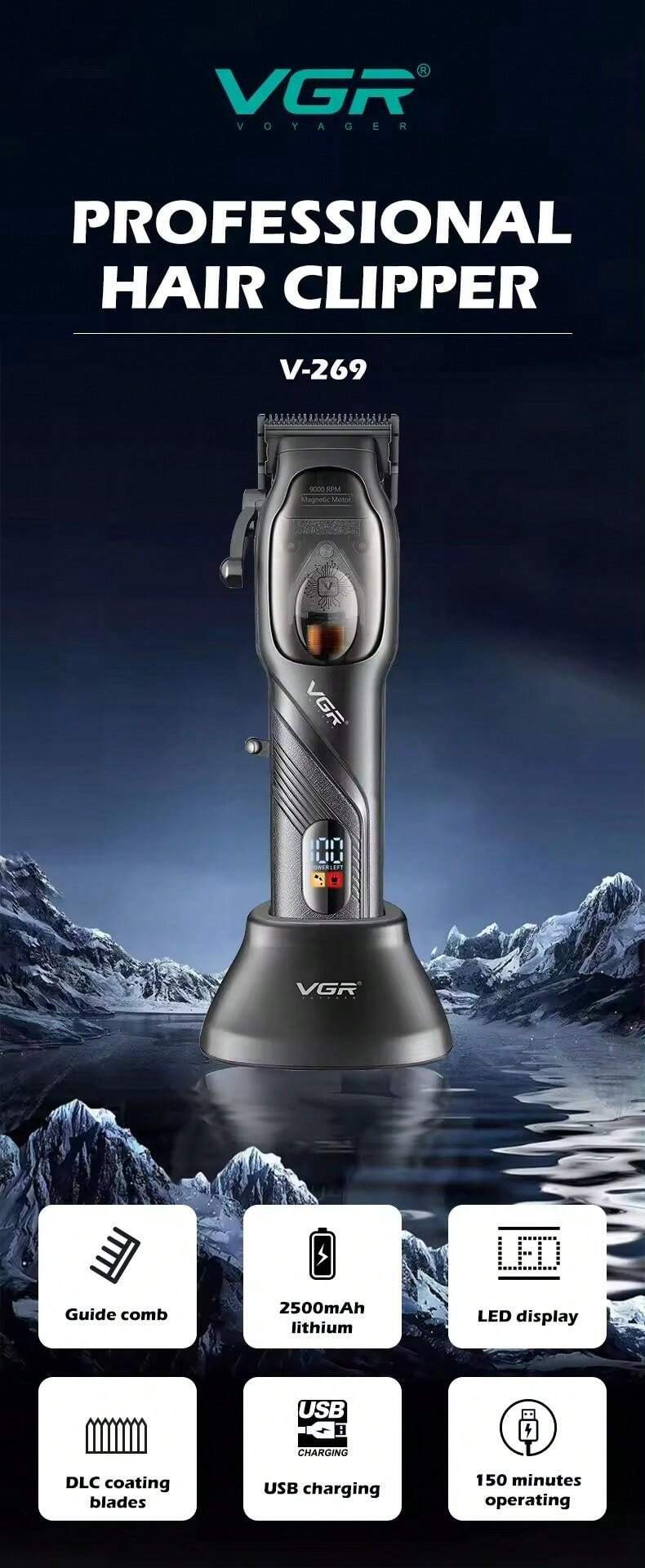 VGR VGR Tagliacapelli Professionale Wireless, Trimmer Elettrico Per Capelli, Macchina Per ...